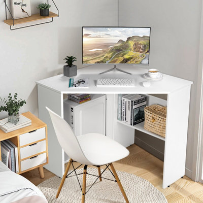 Costway Triangular Corner Desk Home Office Computer Desk Laptop Workstation