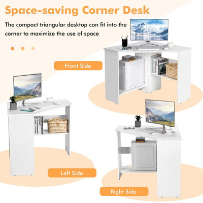 Costway Triangular Corner Desk Home Office Computer Desk Laptop Workstation