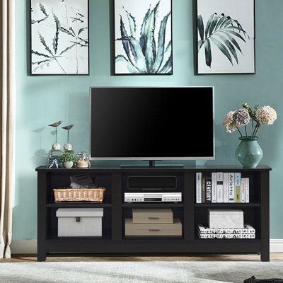 Costway TV Stand for TVs up to 55" Wooden 6 Storage Compartments TV ...