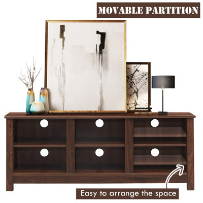 Costway TV Stand for TVs up to 55" Wooden 6 Storage Compartments TV ...
