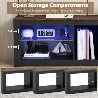 COSTWAY TV Stand w/ LED Light for 65" Modern Media Console Table w ...
