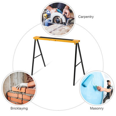 Costway Twin Pack Folding Saw Horse Heavy Duty Sawhorses Compact Power ...