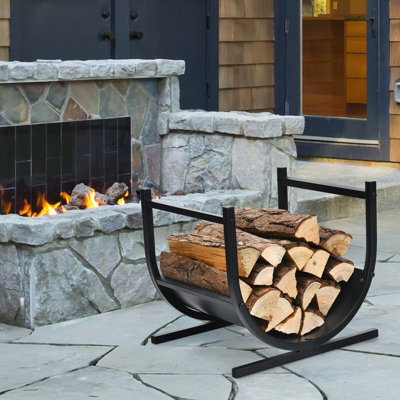 Costway U-Shaped Firewood Rack Indoor Outdoor Fireplace Log Storage Rack