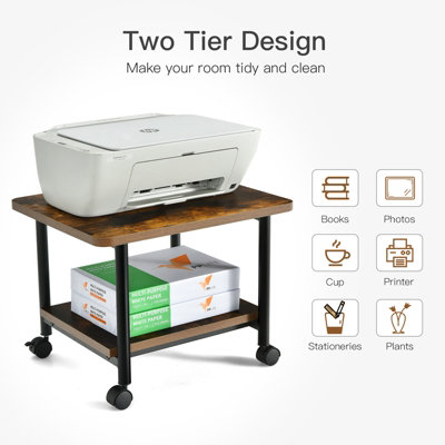 Costway Under Desk Printer Stand Storage Shelves with Casters