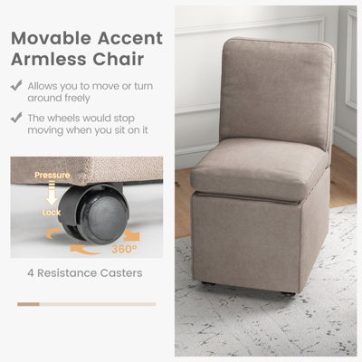 Costway Upholstered Leisure Accent Chair Linen Fabric Single Sofa Chair W Storage Seat