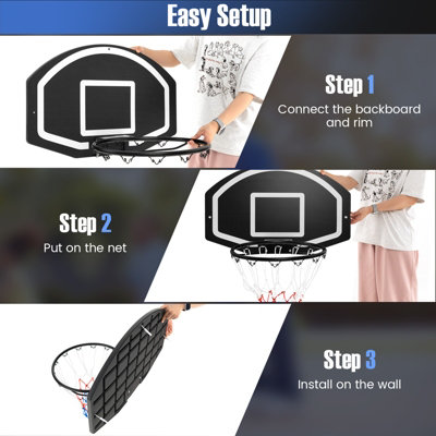 Costway Wall Mounted Basketball Hoop Set Large Indoor Basketball Games