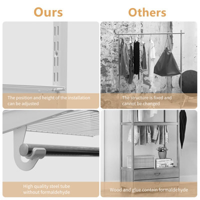 Costway Wall Mounted Closet System Metal Hanging Storage Organizer Rack ...