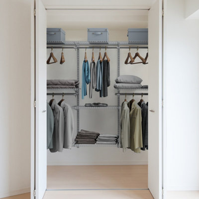 Costway Wall Mounted Closet System Metal Hanging Storage Organizer Rack ...