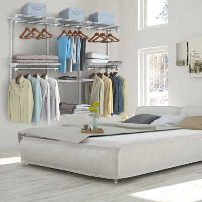 Costway Wall Mounted Closet System Metal Hanging Storage Organizer Rack ...