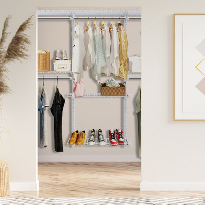 Costway Wall Mounted Closet System Metal Hanging Storage Organizer Rack ...