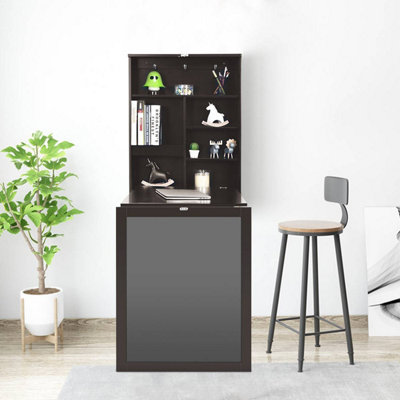 Costway Wall Mounted Computer Desk Folding Convertible Wall Table W ...