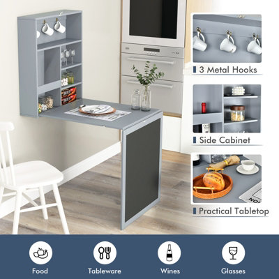 Costway Wall Mounted Computer Desk Folding Convertible Wall Table W ...