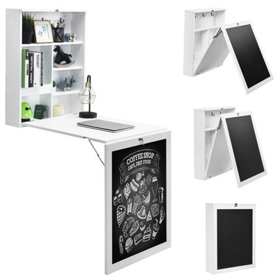 Costway Wall Mounted Computer Desk Folding Convertible Wall Table W ...