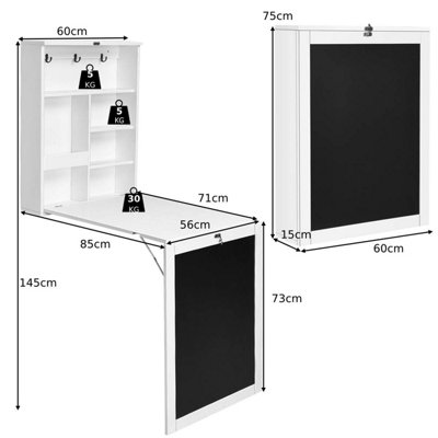 Costway Wall Mounted Computer Desk Folding Convertible Wall Table W ...