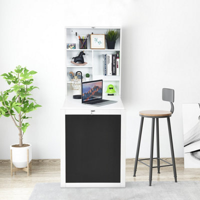 Costway Wall Mounted Computer Desk Folding Convertible Wall Table W ...