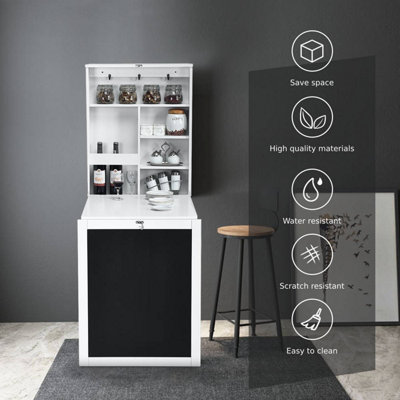 Costway Wall Mounted Computer Desk Folding Convertible Wall Table W ...