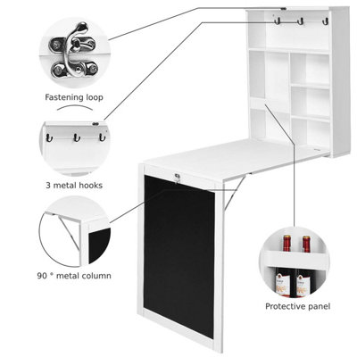 Costway Wall Mounted Computer Desk Folding Convertible Wall Table W ...