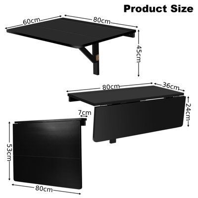 Costway Wall-mounted Drop-leaf Table Folding Floating Laptop Desk Space ...