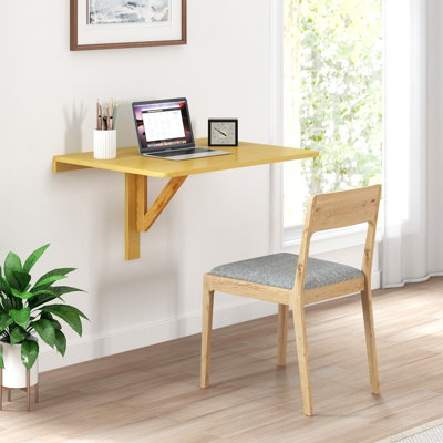 Costway Wall-mounted Drop-leaf Table Folding Floating Laptop Desk Space ...