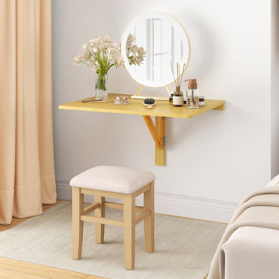 Costway Wall-mounted Drop-leaf Table Folding Floating Laptop Desk Space ...