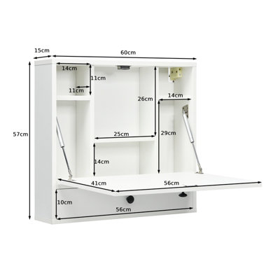 Costway Wall-mounted Drop-leaf Table Folding Floating Laptop Desk ...