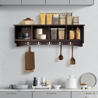 Costway Wall-Mounted Entryway Storage Cabinet Hanging Coat Rack Display ...