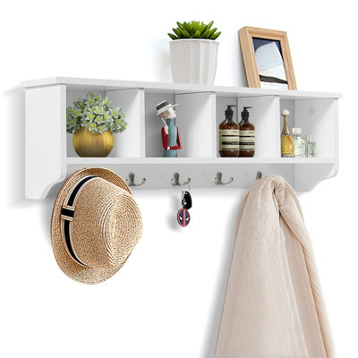 Costway Wall-Mounted Entryway Storage Cabinet Hanging Coat Rack Display ...