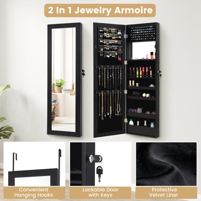 Jewelry box mirror for door store