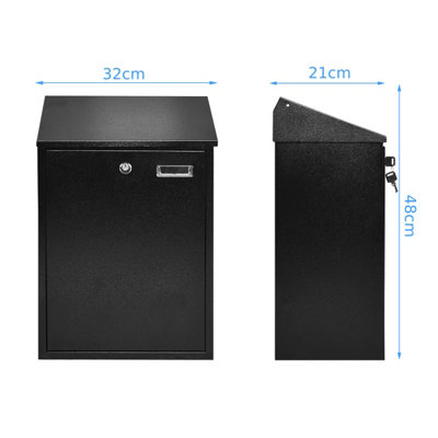 Costway Wall Mounted Outdoor Large Lockable Mailbox Steel Locking Home ...