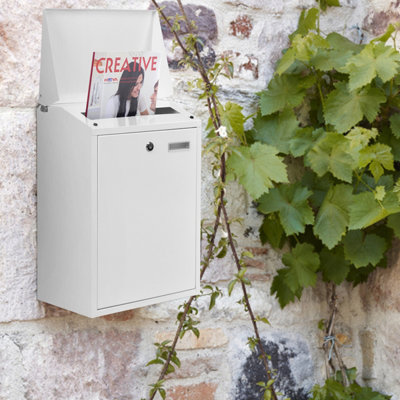 Costway Wall Mounted Outdoor Large Lockable Mailbox Steel Locking Home ...