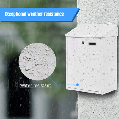 Costway Wall Mounted Outdoor Large Lockable Mailbox Steel Locking Home ...