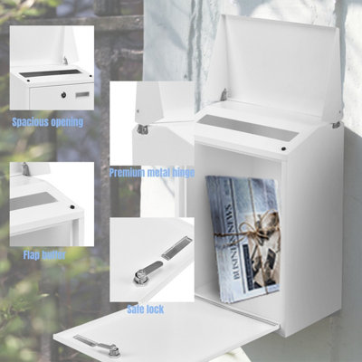 Costway Wall Mounted Outdoor Large Lockable Mailbox Steel Locking Home ...