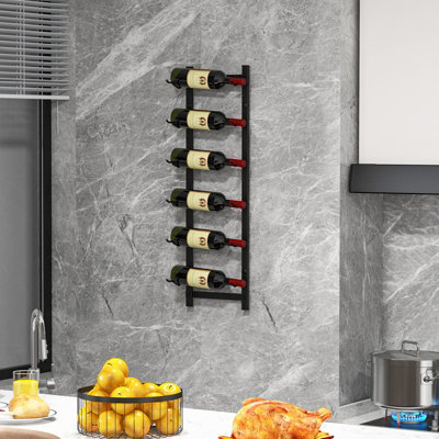 Costway Wall Mounted Wine Rack Hanging Metal Wine Display Rack for 6 ...