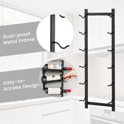 Costway Wall Mounted Wine Rack Hanging Metal Wine Display Rack for 6 ...