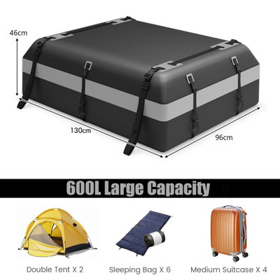 COSTWAY Waterproof Rooftop Cargo Carrier Bag 600L Car Topper Luggage ...