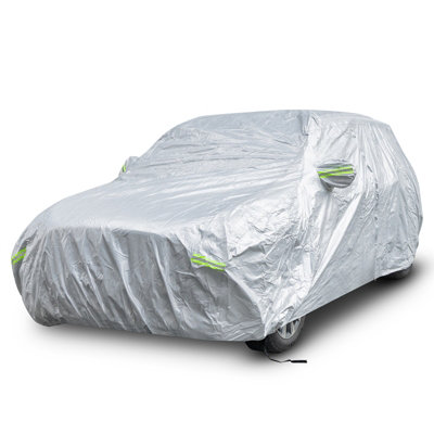Costway Weatherproof Car Cover Universal Full Cover W/ Zipper Door All ...