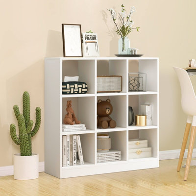 Costway Wooden 9 Cube Bookcase 3 Tier Open Storage Cabinet Free ...