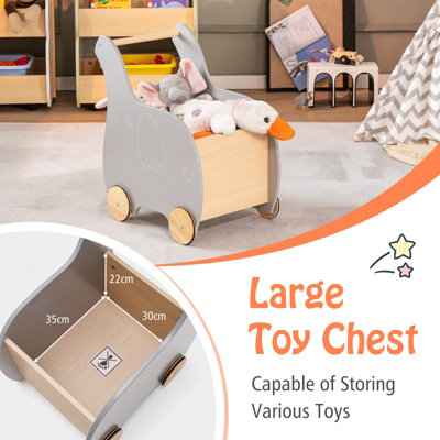 Costway Wooden Baby Walker 2 in 1 Kids Push Along Toy Cart with Storage ...