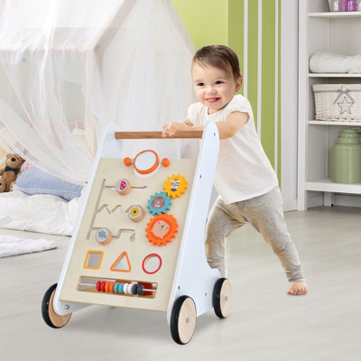 Costway Wooden Baby Walker Push and Pull Learning Activity Walker Sit ...