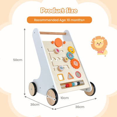 Costway Wooden Baby Walker Push and Pull Learning Activity Walker Sit ...