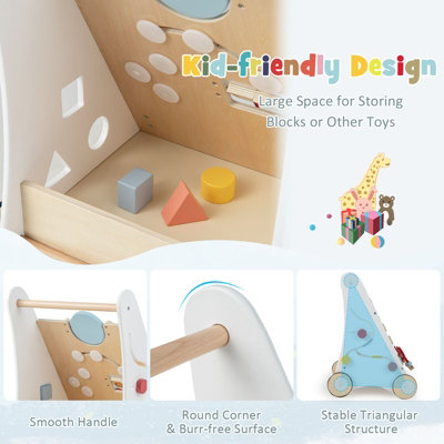 Costway Wooden Baby Walker Push and Pull Learning Activity Walker Sit ...