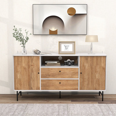 Costway Wooden Buffet Cabinet Storage Sideboard Bar Station w/ Sliding ...