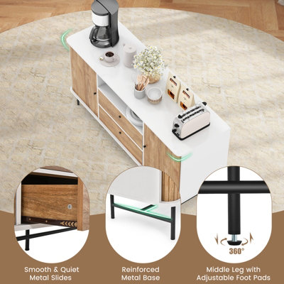 Costway Wooden Buffet Cabinet Storage Sideboard Bar Station w/ Sliding ...