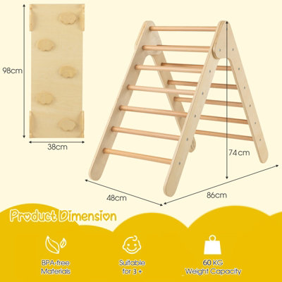 Costway Wooden Climbing Triangle Ladder Toddlers Climbing Toy w ...