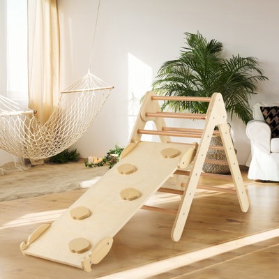 Costway Wooden Climbing Triangle Ladder Toddlers Climbing Toy w ...