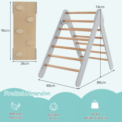 Costway Wooden Climbing Triangle Ladder Toddlers Climbing Toy w ...