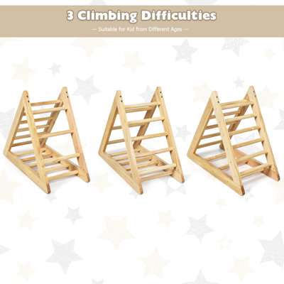 Costway Wooden Climbing Triangle Ladder Triangle Indoor Climber for ...