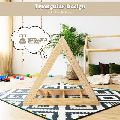 Costway Wooden Climbing Triangle Ladder Triangle Indoor Climber for ...