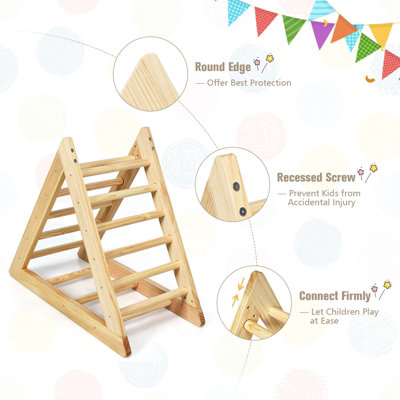 Costway Wooden Climbing Triangle Ladder Triangle Indoor Climber for ...
