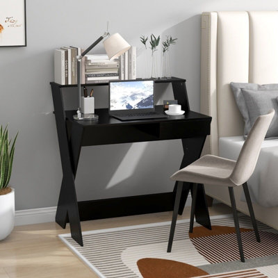 Costway Wooden Computer Desk Home Office Writing Desk with Monitor ...